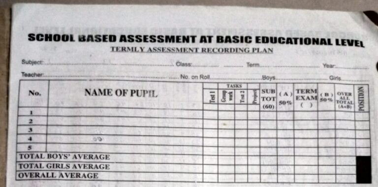 How to record SBA for Basic Schools: School Based Assessment at Basic ...
